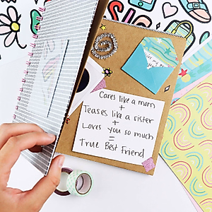 DOODLE HOG Scrapbook Kit Album 40 Pages, Journal Kit for Girls Ages 8-12, Scrapbooking & Stamping Supplies, Junk Journal Kit with Scrapbook Supplies