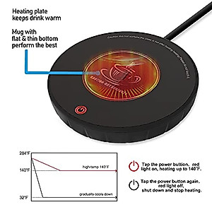 Coffee Mug Warmer with Auto Shut Off for Home Office Desk Use,Touch Control Tech Safety and Smart Temperature Settings for Coffee, Milk, Tea, Water (Black)