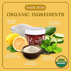 MOOM Organic Brazilian & Bikini Wax Kit - Hair Removal Glaze with Cucumber & Green Tea, Ideal for Sensitive Skin - Includes 18 Reusable Waxing Strips & 6 Waxing Application Sticks - 3 oz. Jar, 1 Pack