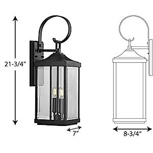 Gibbes Street Collection 2-Light Clear Beveled Glass New Traditional Outdoor Medium Wall Lantern Light Textured Black