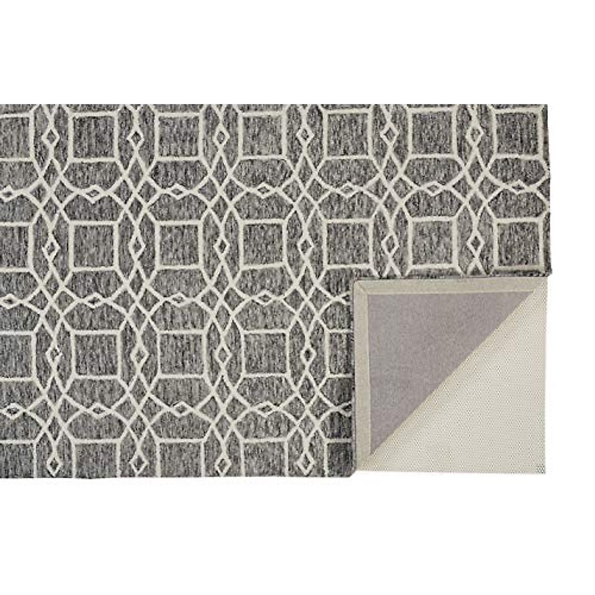 Feizy Rugs - Rhett Geometric Lattice Print Rug, Charcoal Gray, 8ft x 10ft Area Rug