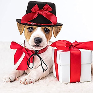 Puppy Top Hat Dog Costume Top Hat Pet Formal Hat with Bowknot and Adjustable Headband Birthday Hat Party Jazz Hat for Dog Cat Pet Costume Halloween Party Supplies