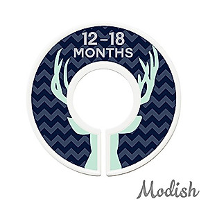 Modish Labels Baby Clothes Size Dividers, Baby Closet Organizers, Size Dividers, Baby Closet Organizers, Closet Dividers, Clothes Organizer, Nursery, Boy, Woodland, Deer, Navy, Mint, Gray (Baby)