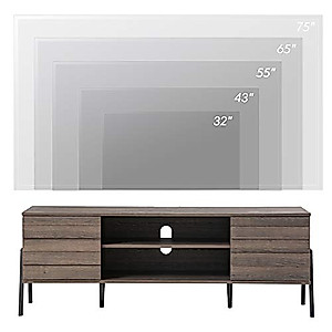 WAMPAT Mid Century Modern TV Stand for 65 Inch TV, Wood TV Console Table with Storage Cabinet, Entertainment Center for Living Room, 60 Inch, Espresso