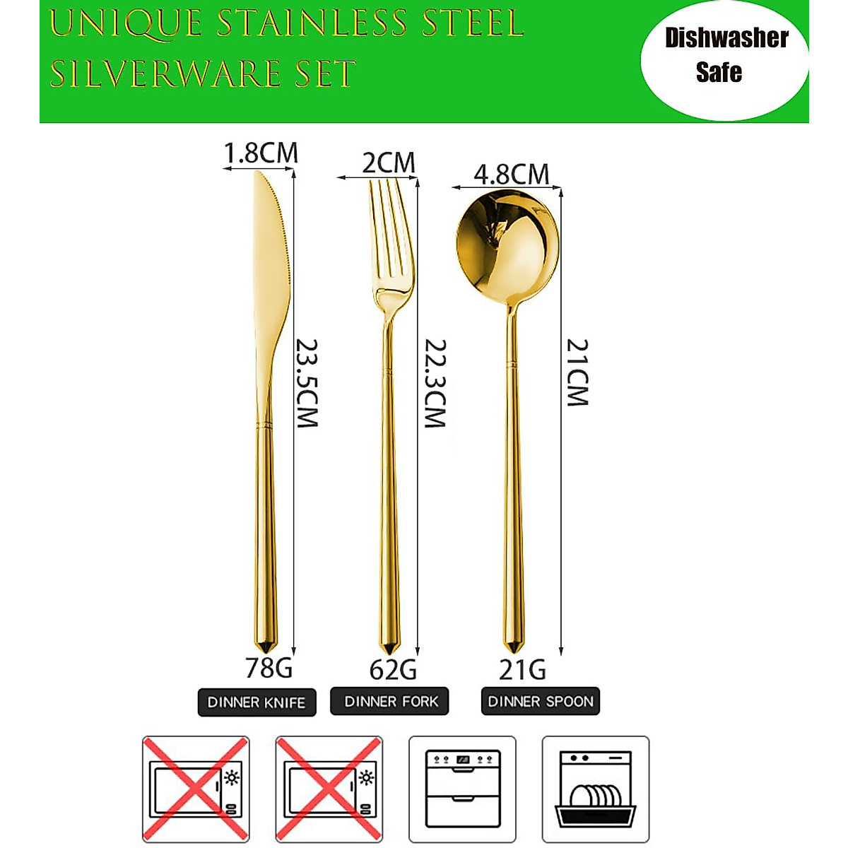 Thomaso 30 Piece Gold Silverware Set for 10,18/10 Stainless Steel Premium Cutlery With Unique Tapered Handles Design,Gold Spoons and Forks Set,Gold Plated Kitchen Utensil Set,Dishwasher Safe