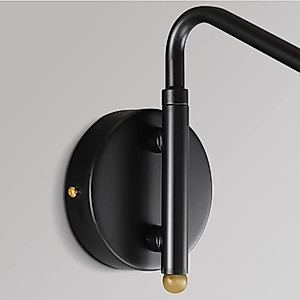 DEVINK Retro Plug in Wall Light with Switch, Long Arm Bed Lamp Wall Sconce Lamp Adjustable Wall Reading Lights with 1.8m Cord, Indoor E27 Light Fixture for Bedroom Living Room Bathroom,Black