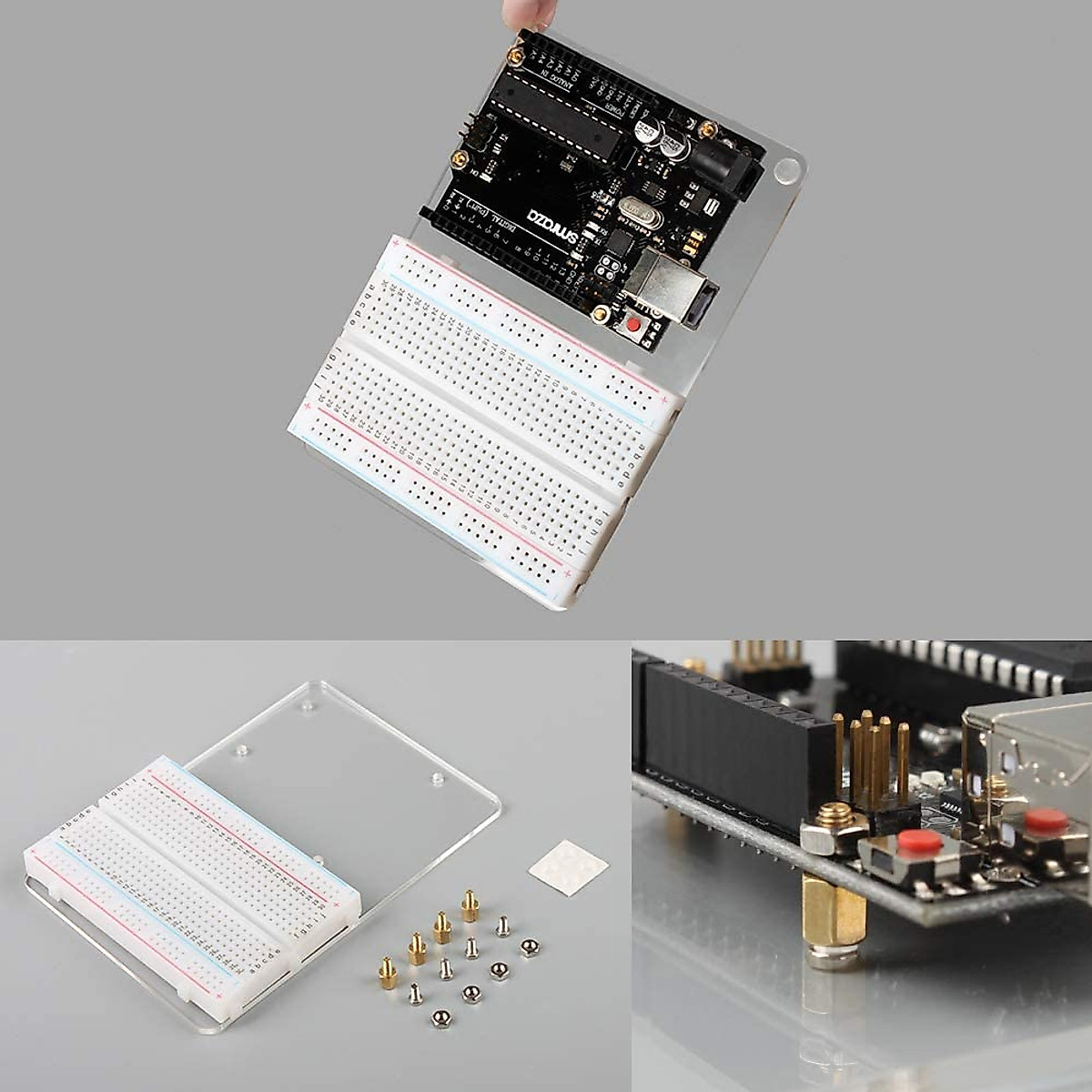 Smraza Ultimate Starter Kit with Tutorial, Breadboard Holder, Jumper Wires, Resistors, DC Motor Compatible with Arduino R3 Project Compatible with Mega 2560 Compatible with Nano