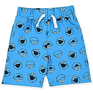 Sesame Street Cookie Monster Boys 2 Pack Shorts for Infants and Toddler Kids – Blue/Grey
