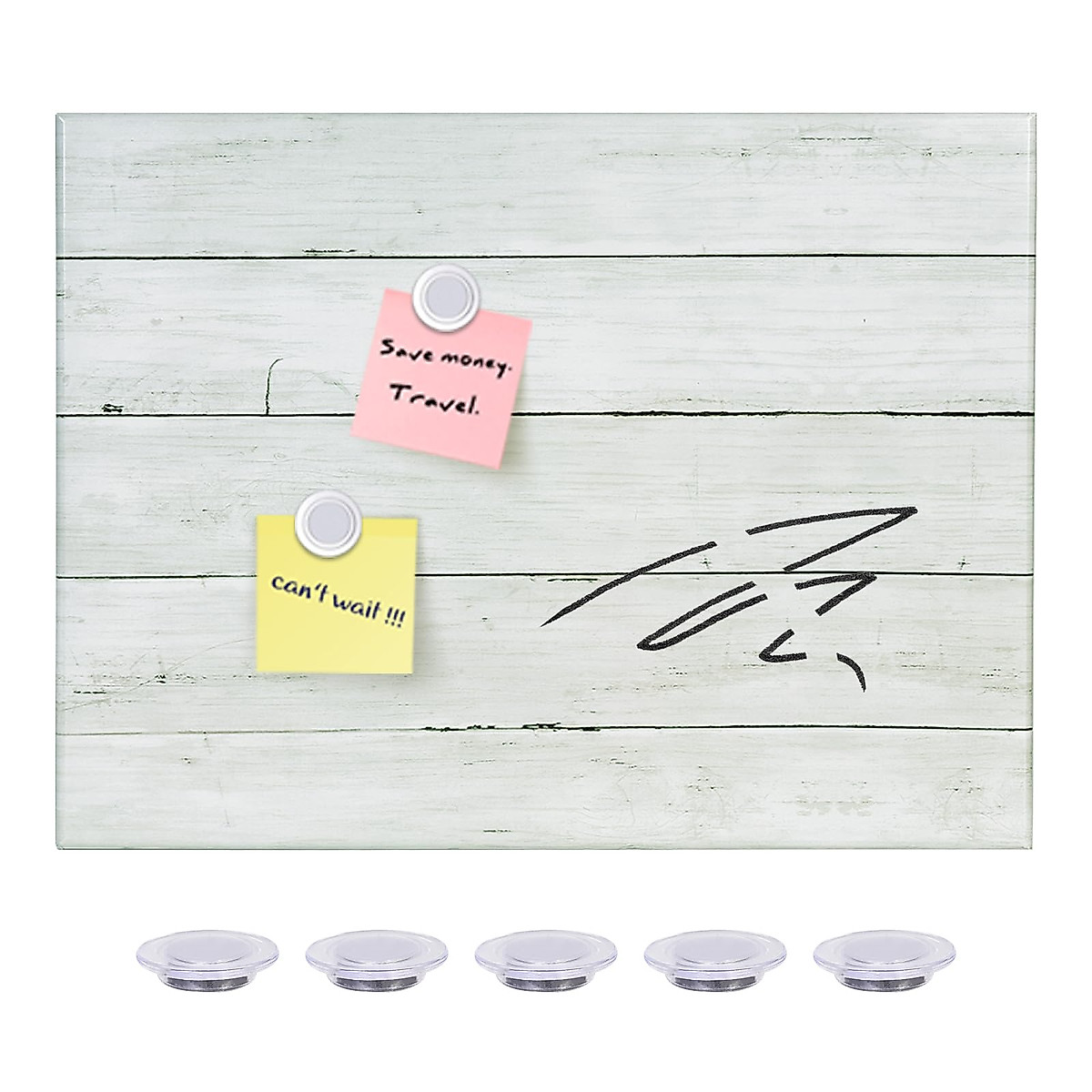 Aitakatta Wooden Planks Print Magnetic Surface Dry Erase Board, 12 x 16 inches Decorative White Board for Wall with Design, Frameless Dry Erase Board for Wall（Plank,4030,1pc）