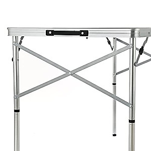 ARROWHEAD OUTDOOR 4’ ft Heavy-Duty Portable Aluminum Frame Folding Table w/Leveling Feet, Solid Tabletop Surface, 2 Adjustable Heights, Carrying Case Included, Lightweight, USA-Based Support