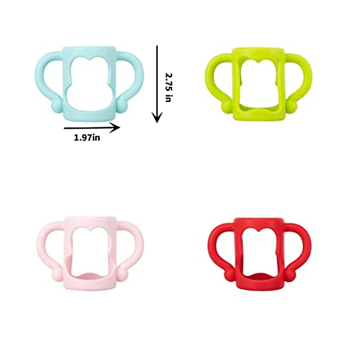 Bottle Handles for Dr Brown Narrow Baby Bottles, Baby Bottle Holder with Easy Grip Handles to Hold Their Own Bottle,Help Baby Transition from Bottle to Cup,BPA-Free Soft Silicone,Pack of 4