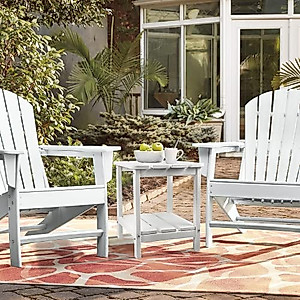 realife Outdoor Adirondack Side Table, Rectangular End Table for Patio, Garden, Porch and Indoor, White
