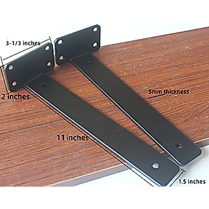 8 Pack - 11 inch Black Hidden L Shelf Bracket (1/5 Inch Thicked) Iron Shelf Brackets, Metal Shelf Bracket, Industrial Shelf Bracket, Modern Shelf Bracket, Metal L Brackets for Shelves Support