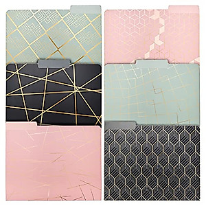 12 Pack Decorative File Folders with Gold Foil Geometrical Accents, 1/3 Cut Tab, for Office, Home Students, Letter Size (11.5 x 9.5 In)