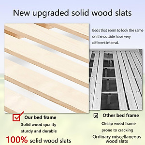 King Size Upholstered Platform Bed Frame with Saddle Curved Headboard and Diamond Tufted Details, Wooden Slats Support, No Box Spring Needed for Boys Girls Teens, Under Bed Storage (King)