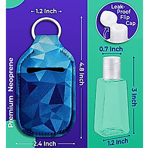 Hand Sanitizer Keychain Holder Reusable Empty Travel Size Leak-Proof Bottle with 2 No-Touch Door Opener with Stylus 30 ML Flip Cap Refillable Containers with Keychain for Soap and Lotion