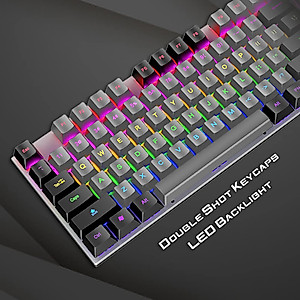 Fuegobird Mechanical Gaming Keyboard, RGB LED Backlit, Wired Keyboard with Linear Red Switch, 104 Full Keys Anti-ghosting, Double-Shot Keycaps