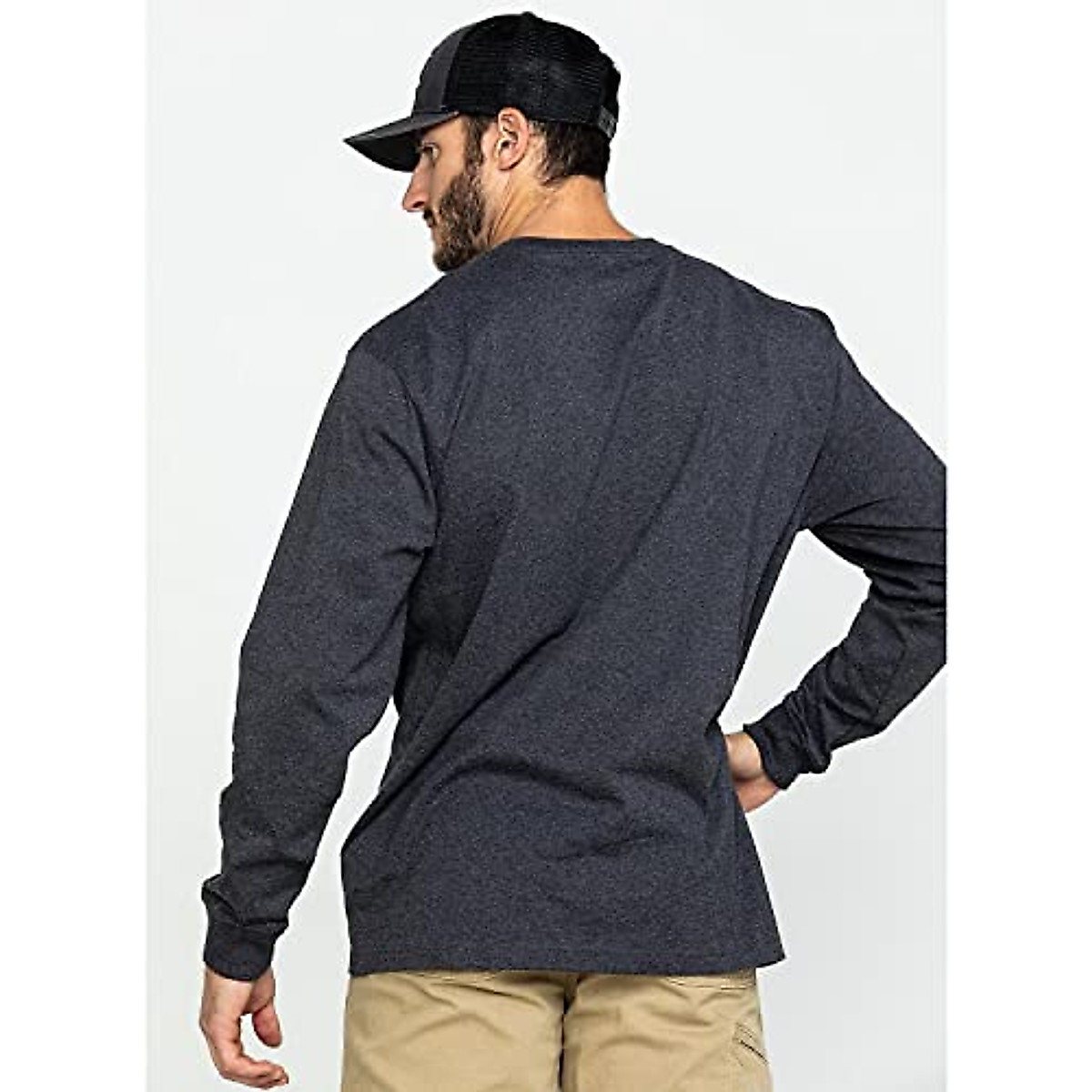 Carhartt Men's Loose Fit Heavyweight Long-Sleeve Pocket T-Shirt, Carbon Heather, REG-M