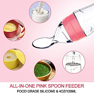 Baby Food Feeder, Fresh Food - 2 Pack Fruit Feeder Pacifier, 6 Different Sized Silicone Pacifiers | Baby Food Dispensing Spoon | Teether Baby Feeding Set | Fresh Frozen Fruit Teething Toy (Pink)