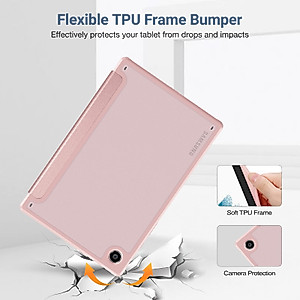 ProCase Smart Case for Galaxy Tab A8 10.5 inch 2022, Trifold Lightweight Protective Smart Cover with Translucent Back for 10.5” Galaxy Tab A8 SM-X200 X205 X207 –Pinkgold