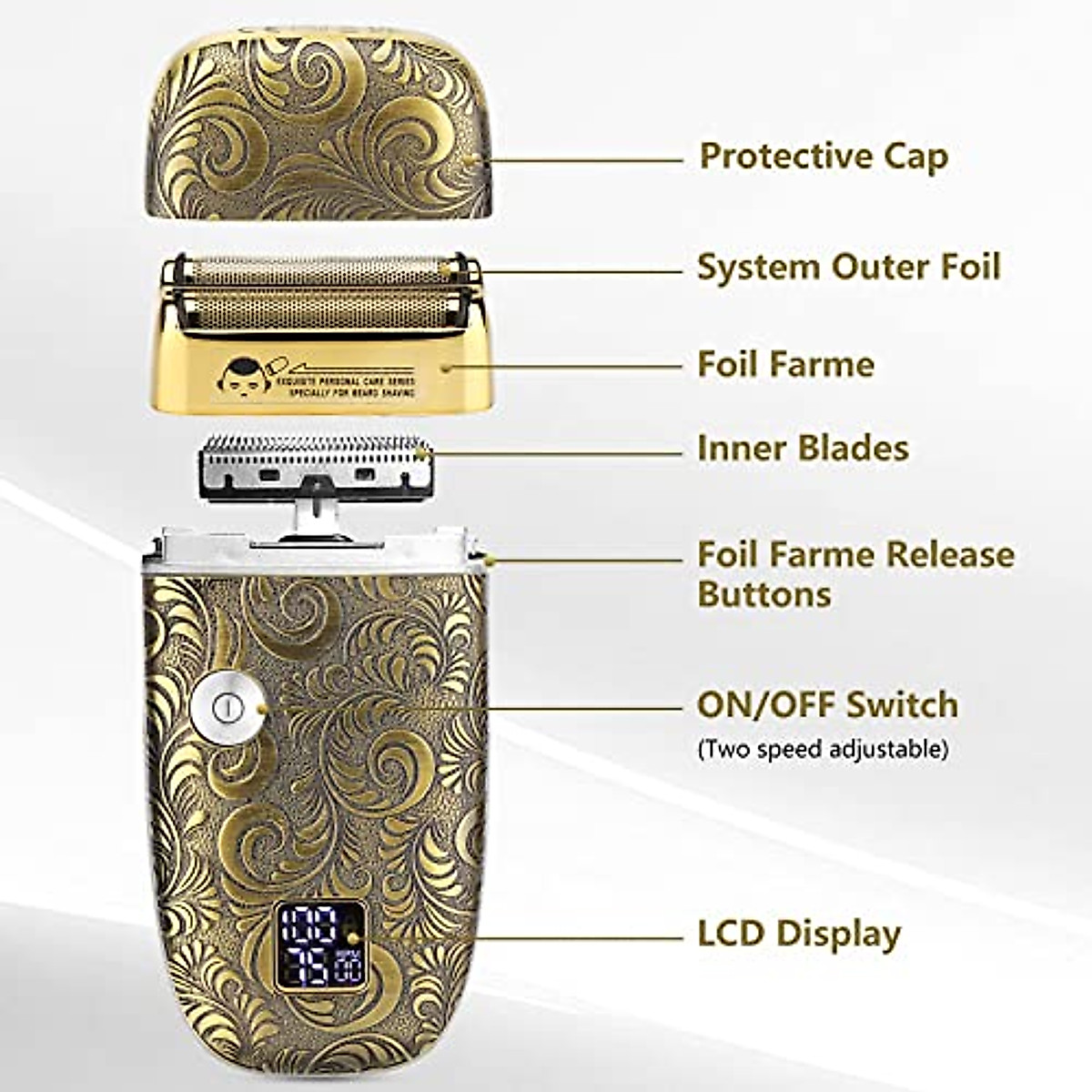 Soonsell T Blade Hair Trimmers for Family+Foil Shaver Trimmer Set,Man Professional Cordless Barbers Clippers Set Blade Close Cutting Beard Trimmer Trimmer， 4 Guards & 2 Foil Head