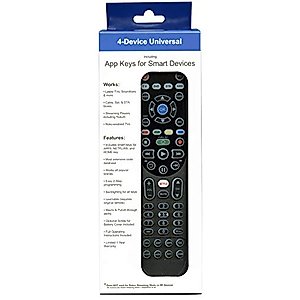 4-in-1, 4-Device IR Universal Remote Control with Macro, Learning, Backlit, Netflix Apps Keys for All TVs, Streaming Players, BluRay Player, Audio, Cable, Roku, Apple TV and More - Anderic RRU401
