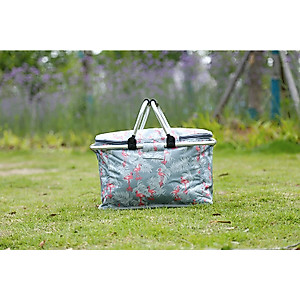 Yuyanbaobei Insulated Lunch Bag for Men and Women,(16.5 X 9 X 9 inch ) Lunch Box Water-resistant and Reusable, Insulated Lunch Box Soft Cooler Cooling Tote, for Lunch, Beach, and Picnic(Flamingo)