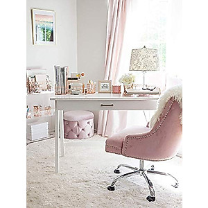 BLU MONACO Rose Gold Desk Organizer - 5 Piece Desk Accessories Set - Letter - Mail Organizer, Paper-Document Tray, Pen Cup, Magazine File Holder - Diagonal Pattern - Office Supplies Stationery Décor