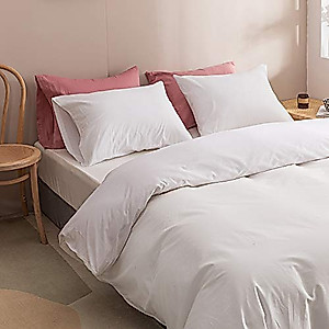 CLOTHKNOW White Comforter Full Size White Bedding Comforter Sets Full White Comforter Sets Full Solid White Bed Comforter Full Size Plain White Full Comforter White Bed Set 3Pcs White Comforter Sets