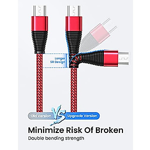 Micro USB Fast Charging Cable [3-Pack 10+6.6+3.3ft], Durable [Never Repture] Android Fast Charging&Data Transfering Cable Micro USB Charger, AINOPE Quick Charging Micro USB Cord