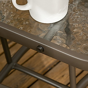 Outsunny Outdoor Glider Chairs with Coffee Table, Patio 2-Seat Rocking Chair Swing Loveseat with Breathable Sling for Backyard, Garden, and Porch, Light Brown