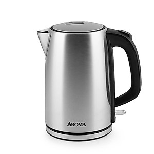 Aroma Housewares AROMA® 1.7L / 7-Cup Stainless Steel Electric Kettle with Cordless Pouring, Automatic Keep Warm Mode, Powerful & Quick 1750 Wattage (AWK-1402SB)