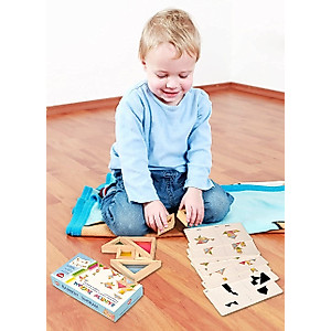 BOHS Translucent Tangram with Multilingual Activity Cards - 1 Inch Thickness - Preschool Gift - Kids Kindergarten Light Table Accessories/Window Puzzle Toys