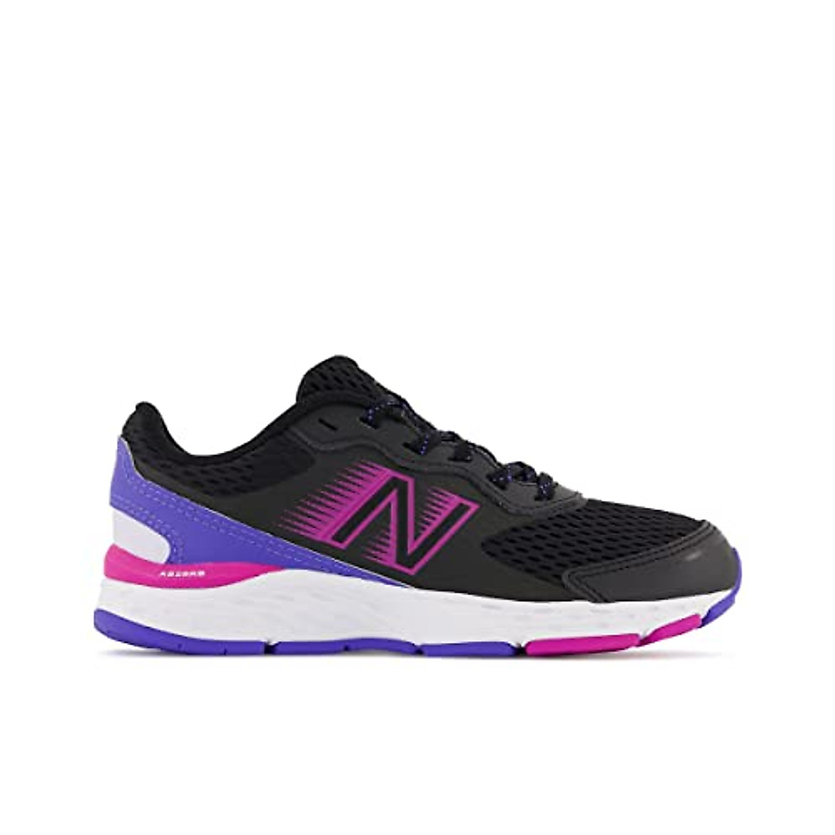 New Balance Kid's 680 V6 Lace-up Running Shoe, Black/Magenta Pop/Aura, 2 Little Kid
