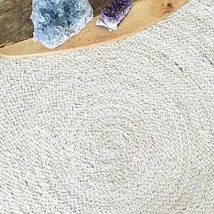 THE PIKKU INTERNATIONAL - Rug Round Natural Jute Hand Woven Braided White Dye Area Rug (132 x 132 Inch (11 Feet Round))