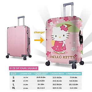 ISUNIET Washable Elastic Cartoon Pink Cat Luggage Cover Travel Suitcase Protective Cover Trunk Case Fits 18''-32'' Suitcase Protector Baggage With Concealed Zipper Gifts for Women Girls 5 Medium