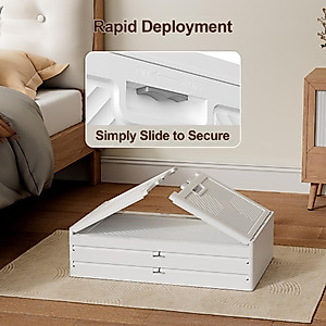 JOYMOOP Folding Storage Bins Organizer, 49.6 Quart Collapsible Storage Box with Wheels and Door, Stackble Plastic Storage Container for Clothing, Books and Sundries (XL-12.4Gal-5Tiers, White)