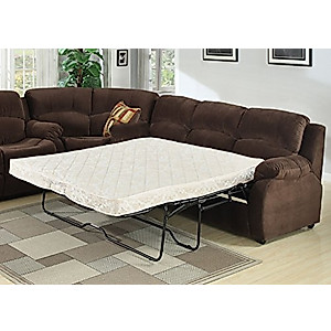 AC Pacific Tracey Collection Contemporary 3-Piece Tufted Living Room Set with Sectional, Queen Sofa Bed, and Reclining Loveseat with Storage Console and Cup Holders, Chocolate
