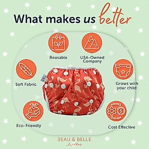 Large Nageuret Reusable Swim Diaper, Adjustable & Stylish Fits Diapers Sizes 4-7 (Approx. 20-55lbs) Ultra Premium Quality for Swimming Lessons (Anchors)