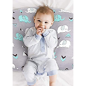 BROLEX Stretchy Nursing Pillow Covers 2 Pack Nursing Pillow Slipcovers for Breastfeeding Moms,Ultra Soft Snug Fits On Infant Nursing Pillow,Elephant & Whale