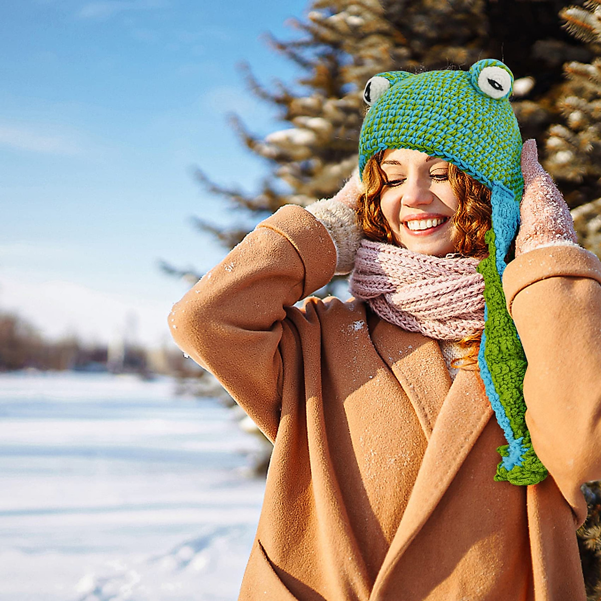 Aizami Knitted Winter Hat Knit Beanie Octopus Hat Unique Soft and Warm Hand Weave Hat for Women and Men Christmas Hat Blue-Green