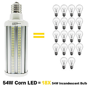 54W LED Corn Light Bulb Super Bright（400 Watt Equivalent 7020 Lumens 5000K E40 Large Mogul Base Large Area Cool Daylight White for Indoor Garage Warehouse High Bay Barn Parking Lot Patio