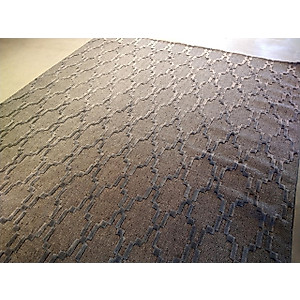 8' x 10' Gray Contemporary Rug Raised Wool and Silk Pile Handmade India #F-5659