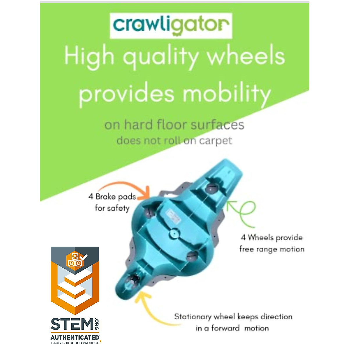 Crawligator Tummy Time Toy I Provides Mobility for Infants 4-12 Months I Early Childhood Dev (Green)