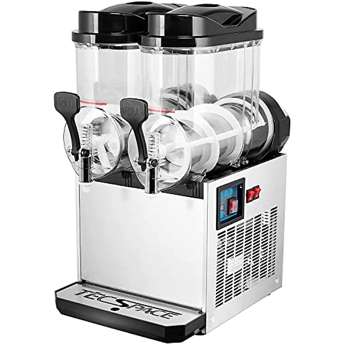 TECSPACE 110V Commercial Slushy Machine,15/30/45L Stainless Steel Margarita Smoothie Frozen Drink Maker for Ice Juice Tea Coffee Making, Sliver