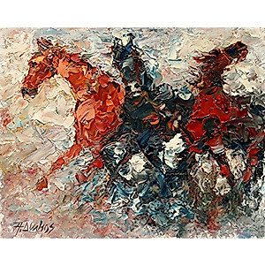 (SOLD) Triad - equine painting by internationally renown painter Andre Dluhos