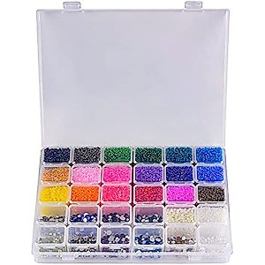 30 Grids Large Diamond Painting Storage, Art Accessories Tools Containers Case Plastic Bead Organizer 5D Diamond Embroidery Accessories for DIY Art Craft and Nail Diamonds(Box Only)