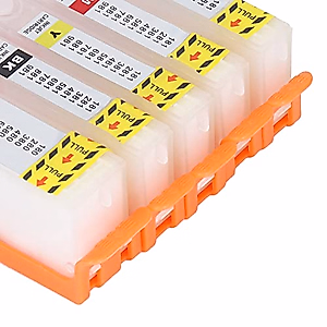 FTVOGUE 5Pcs Ink Cartridge PGBK BK C M Y Smoothly Operation Reusable Printer Ink Cartridge with Permanent Chip (580-581)