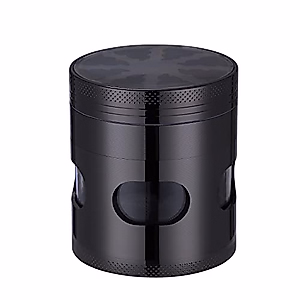 Grinder with Clear Windows Black Zinc Alloy 2.75 Inch