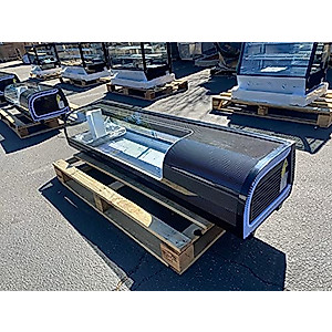 Refrigerated Sushi Display Cooler Case Countertop Black Color-53" Commercial Refrigerator NSF Restaurant Curved Glass Sashimi Roll Showcase 52 Liter Japanese Style 5 pan Deli Display Case -RTS52B